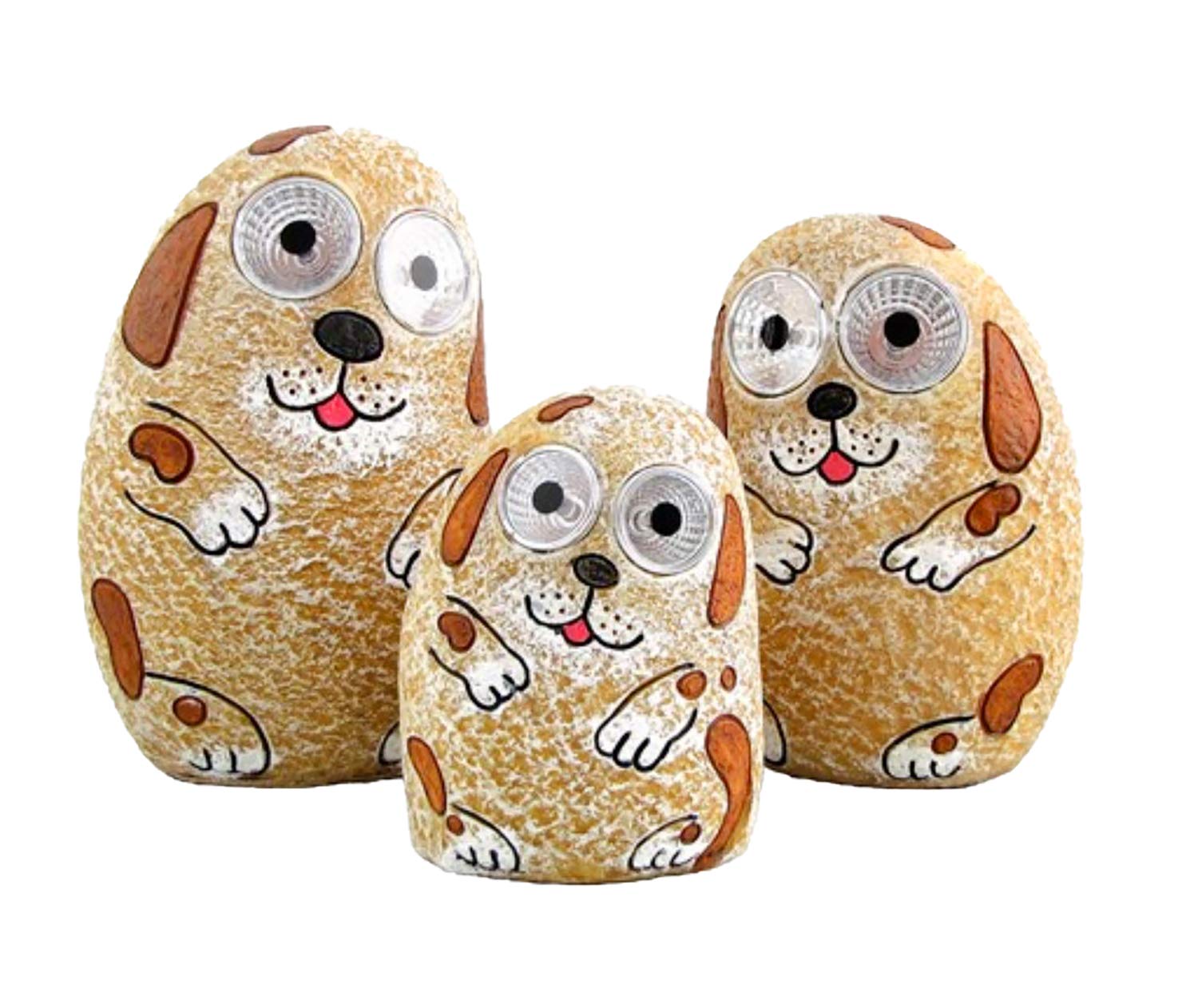 Solar Dogs with Light Up Eyes, Set of 3 Figures (Peach) - Amazon.com