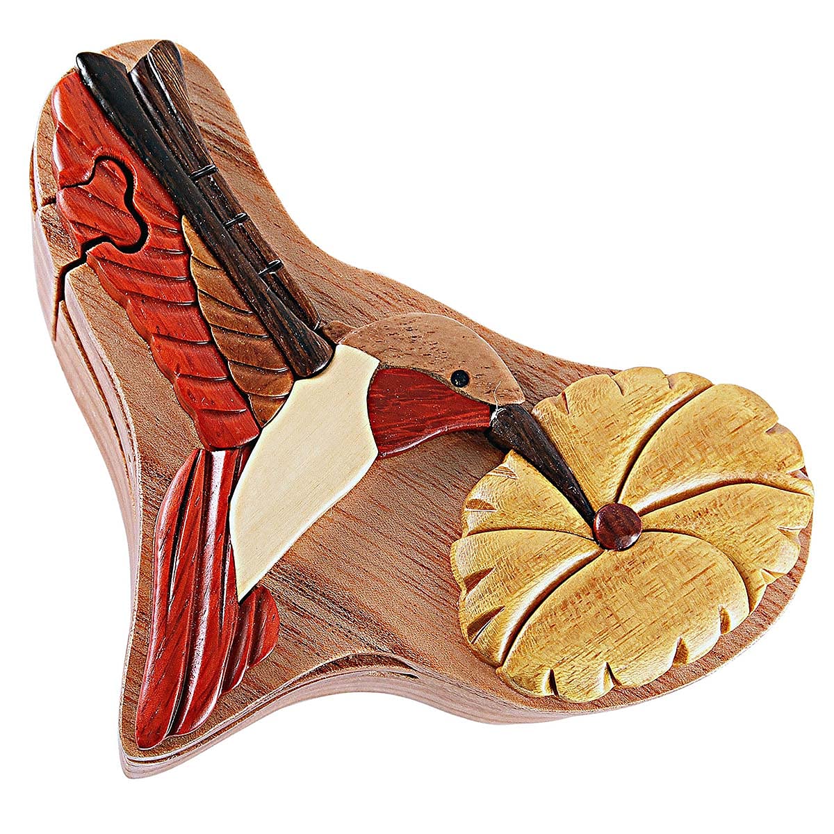 Amazon.com: Hummingbird & Flower - All Natural Wood Intarsia Puzzle Box ...