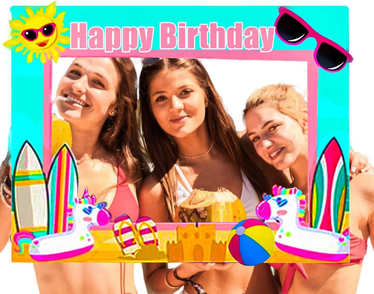 Amazon.com: JeVenis Pink Pool Party Birthday Photo Booth Props Pool ...