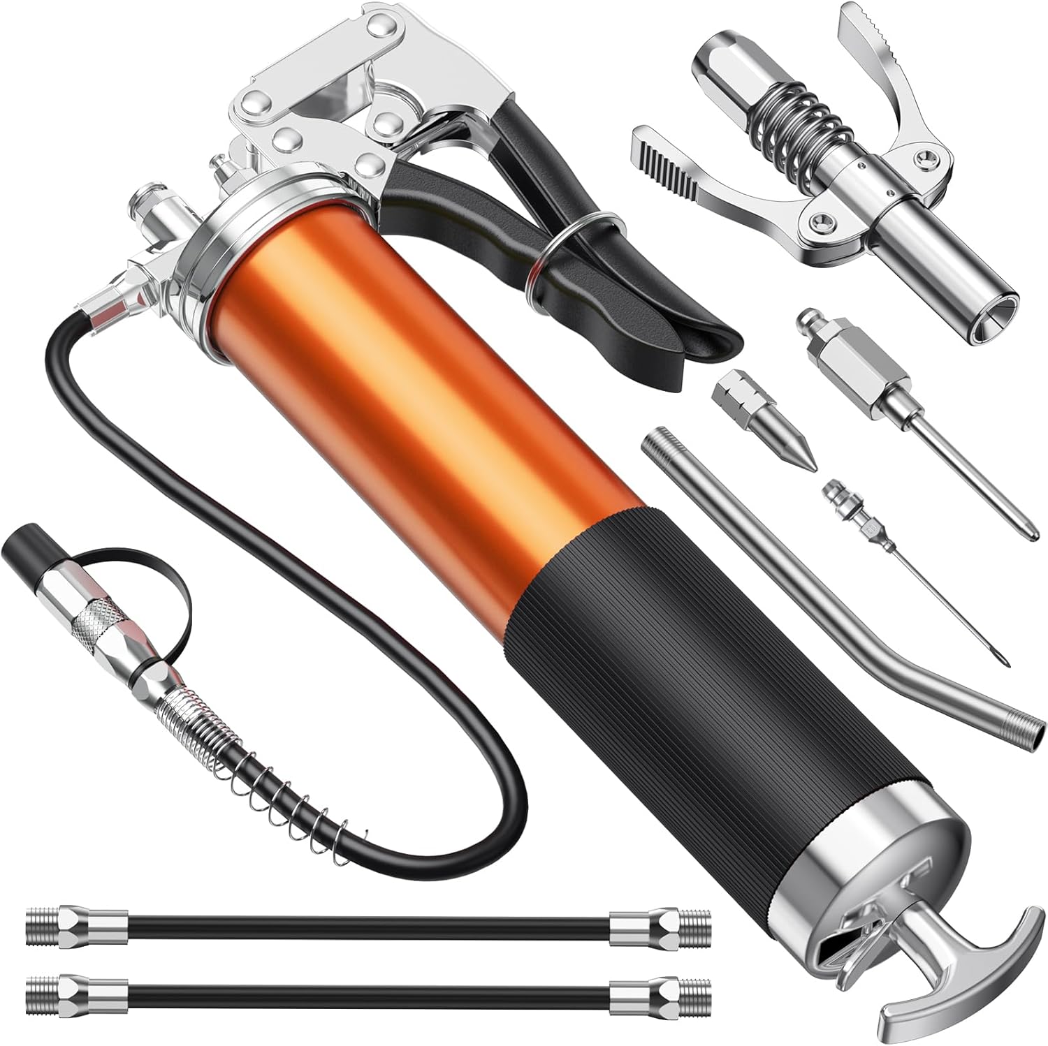 Amyzavls Grease Gun for Grease Nipples, 8000 PSI Handle, One-Handed ...