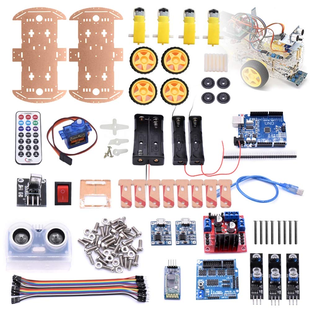 Buy Smart Robot Car Kit, Autonomous IR Obstacle Avoid Line Tracking Android Arduino 4WD ...