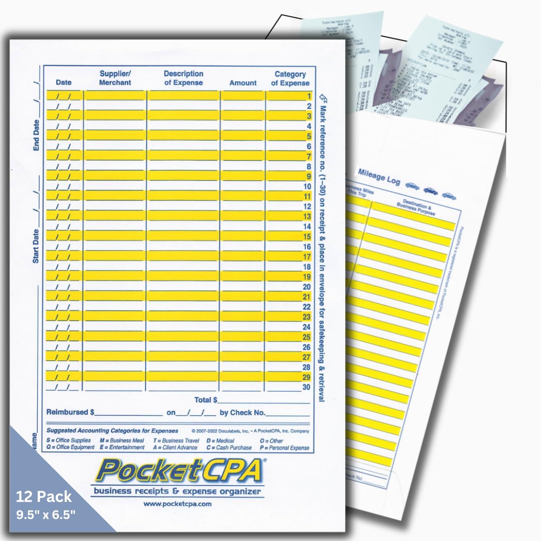 PocketCPA Receipts Organizer & Expense Envelopes (12 Pack) - Store ...