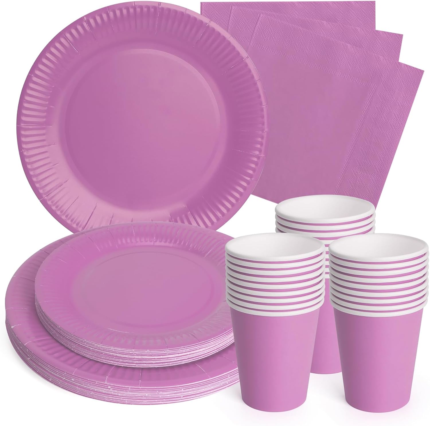 PARTY GO 96Pcs Party Tableware Set, Paper Plates Cups and Napkins ...