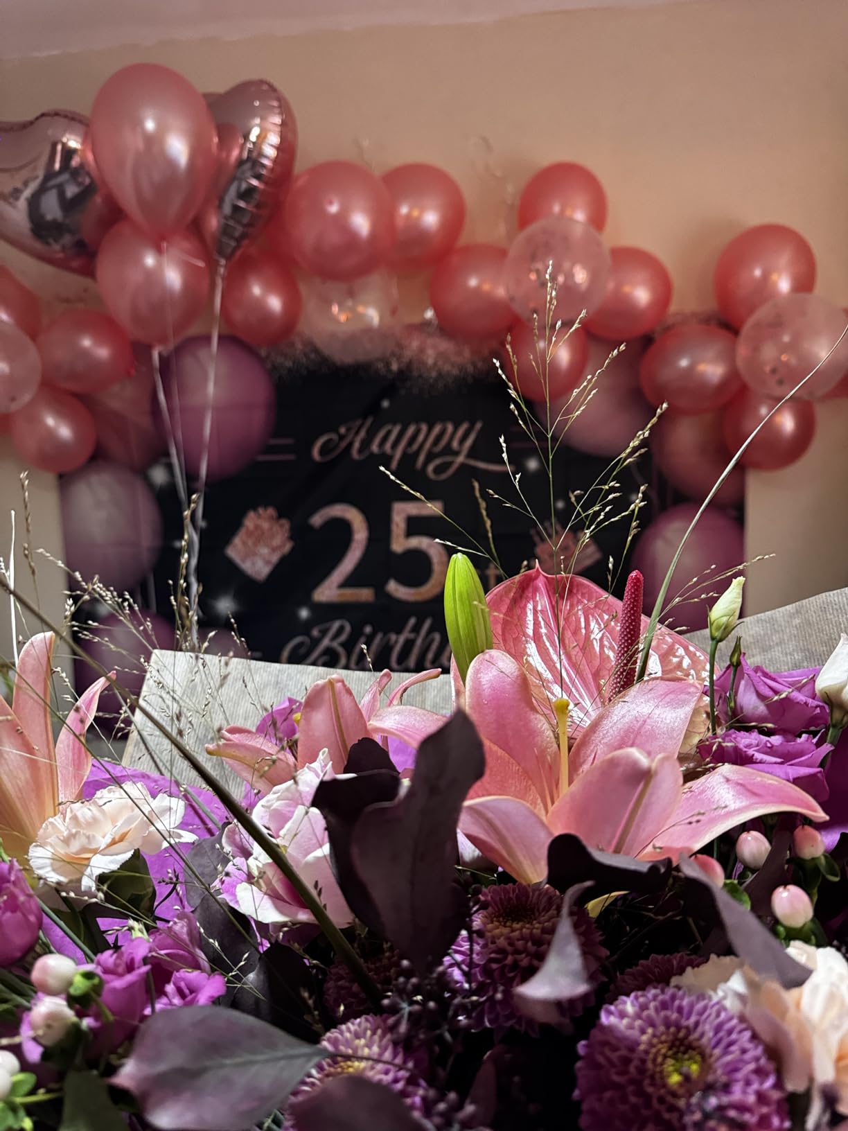 Happy 25st Birthday Backdrop Banner Black Pink 25 Sign Poster 25 Birthday Party Supplies for ...