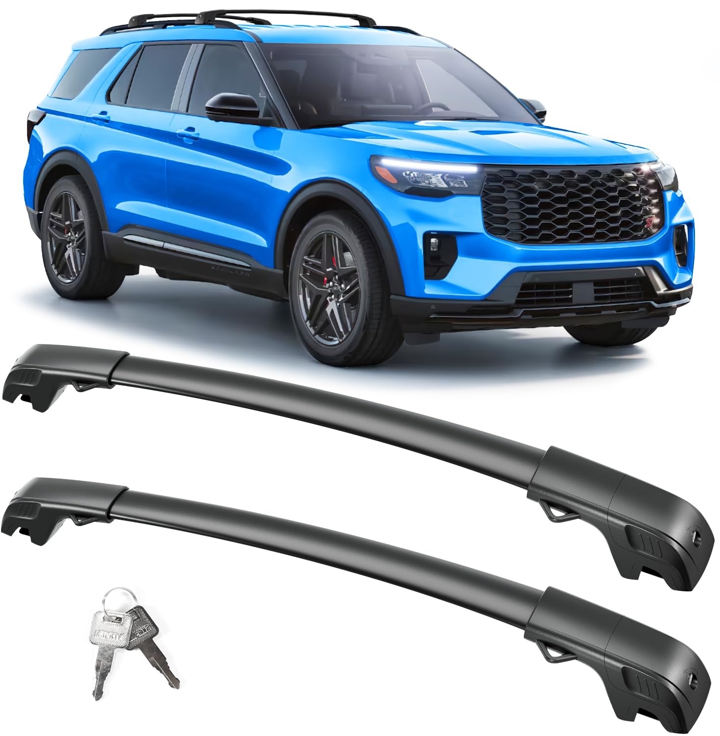 Snapklik.com : FengYu Lockable Roof Rack Cross Bars 220lb Compatible