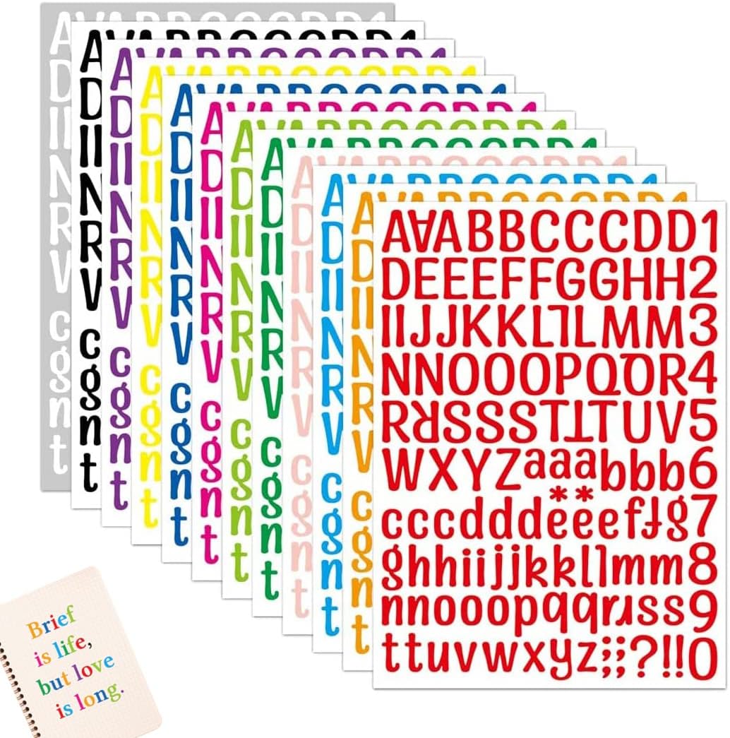 Pamtns Aufkleber Buchstaben 12 Blätter Zahlenaufkleber Klebebuchstaben ...