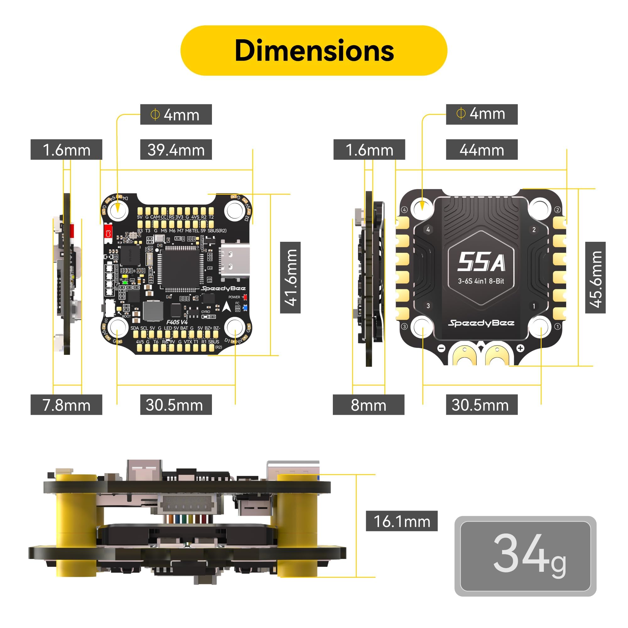 30x30mm FC/ESC Ohoky F455S V4 FC&ESC FPV Stack – F405 Flight Controller ...