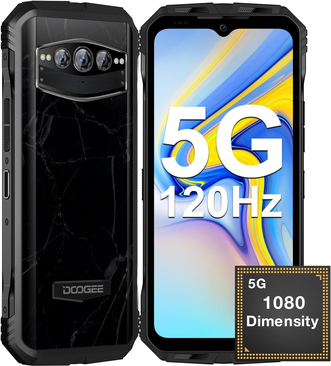 DOOGEE V30T (2023) 5G Rugged Smartphone, 20GB+256GB/TF 2TB Dimensity 1080 Rugged Phone, 6.58 ...