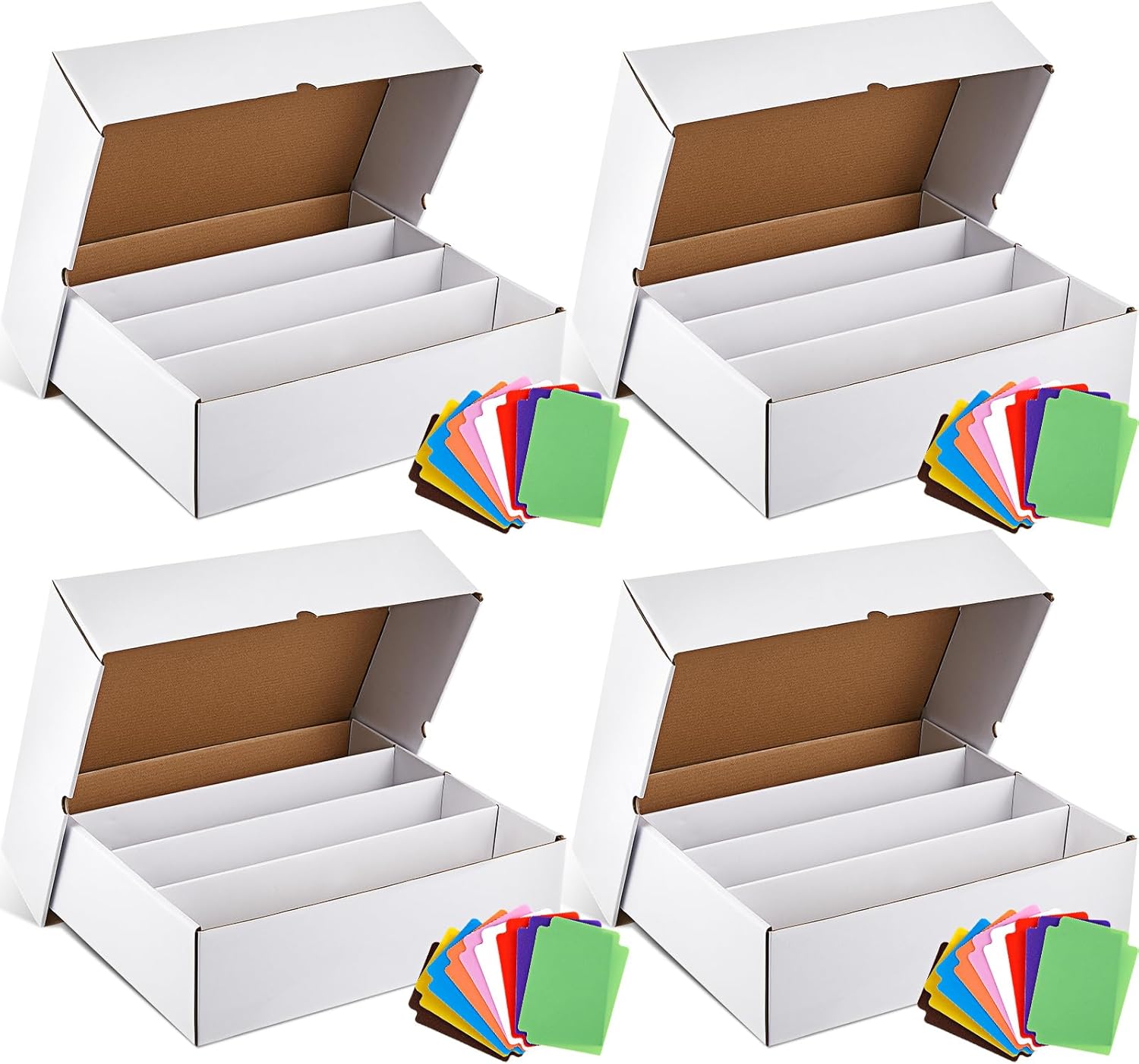 Amazon.com: Tenceur 4 Pcs Card Storage Box with 100 Pcs Card Dividers ...