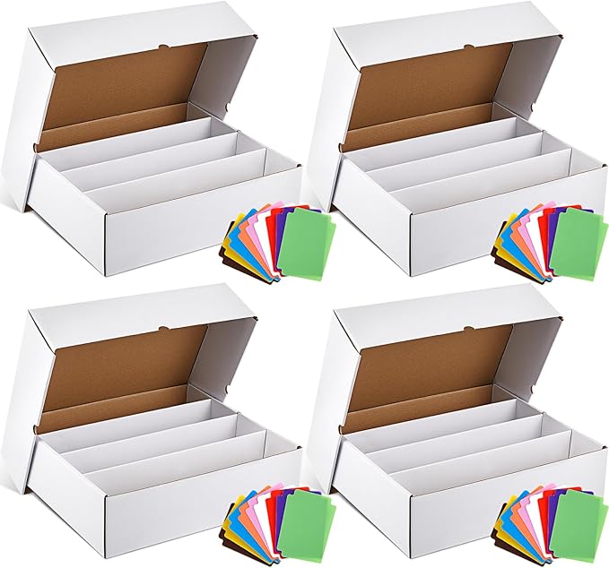 Amazon.com: Tenceur 4 Pcs Card Storage Box with 100 Pcs Card Dividers ...