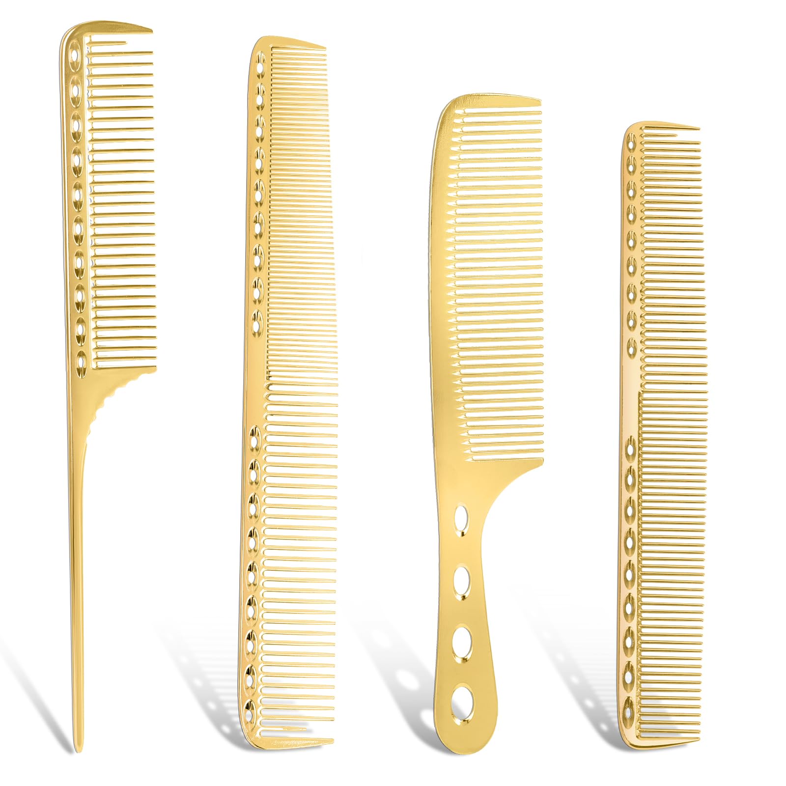 Amazon.com : Professional Barber Aluminum Comb Set Metal Combs for ...