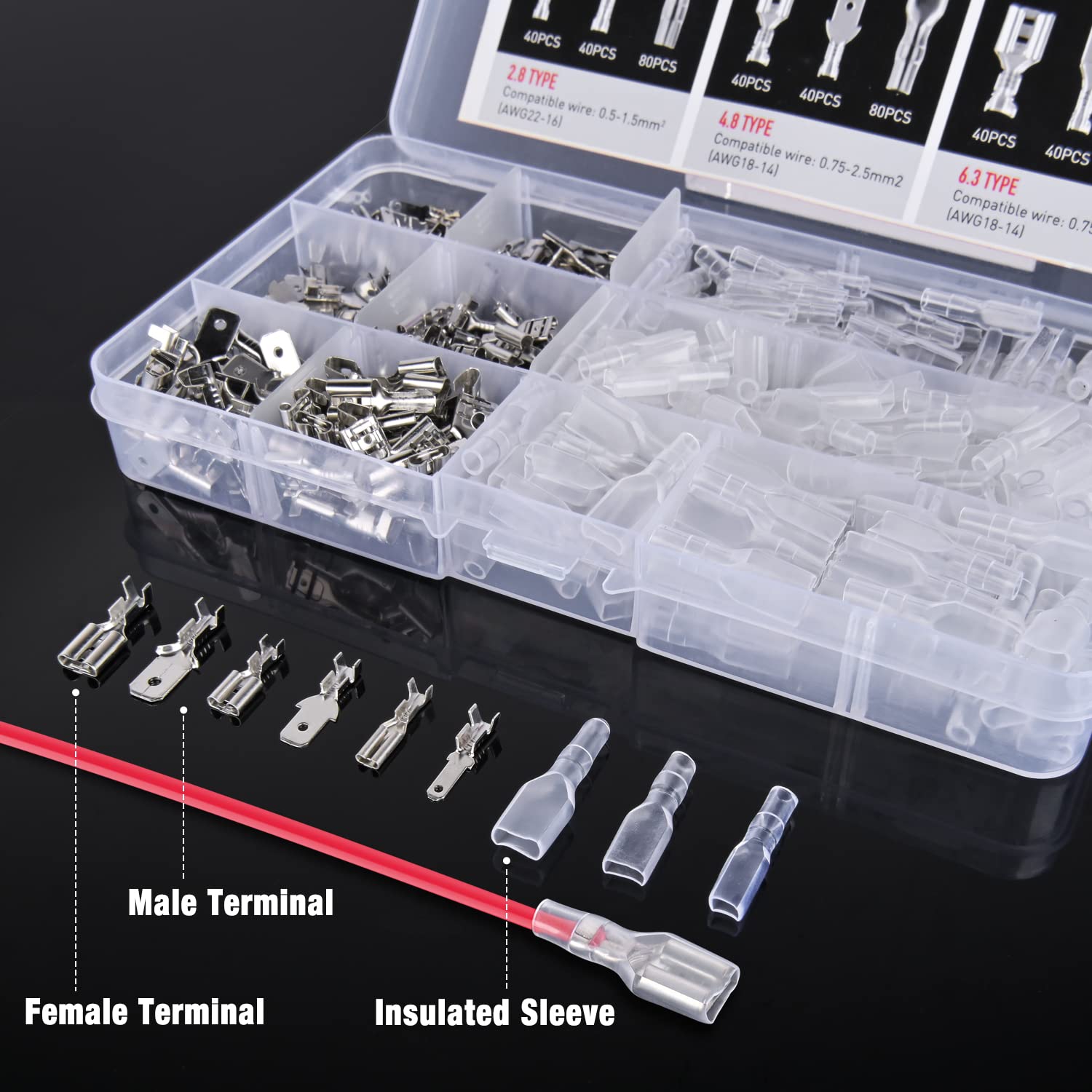 Snapklik.com : 480PCS Insulated Male Female Spade Terminals Quick ...
