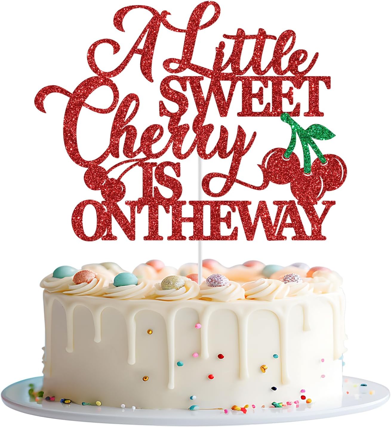 Amazon.com: A Little Sweet Cherry is on the Way Cake Topper, Cherry on ...