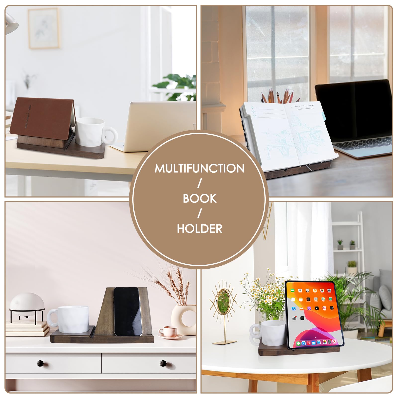 Night Stand Cup Holder Wooden Triangle Book Stand Mini Desktop ...