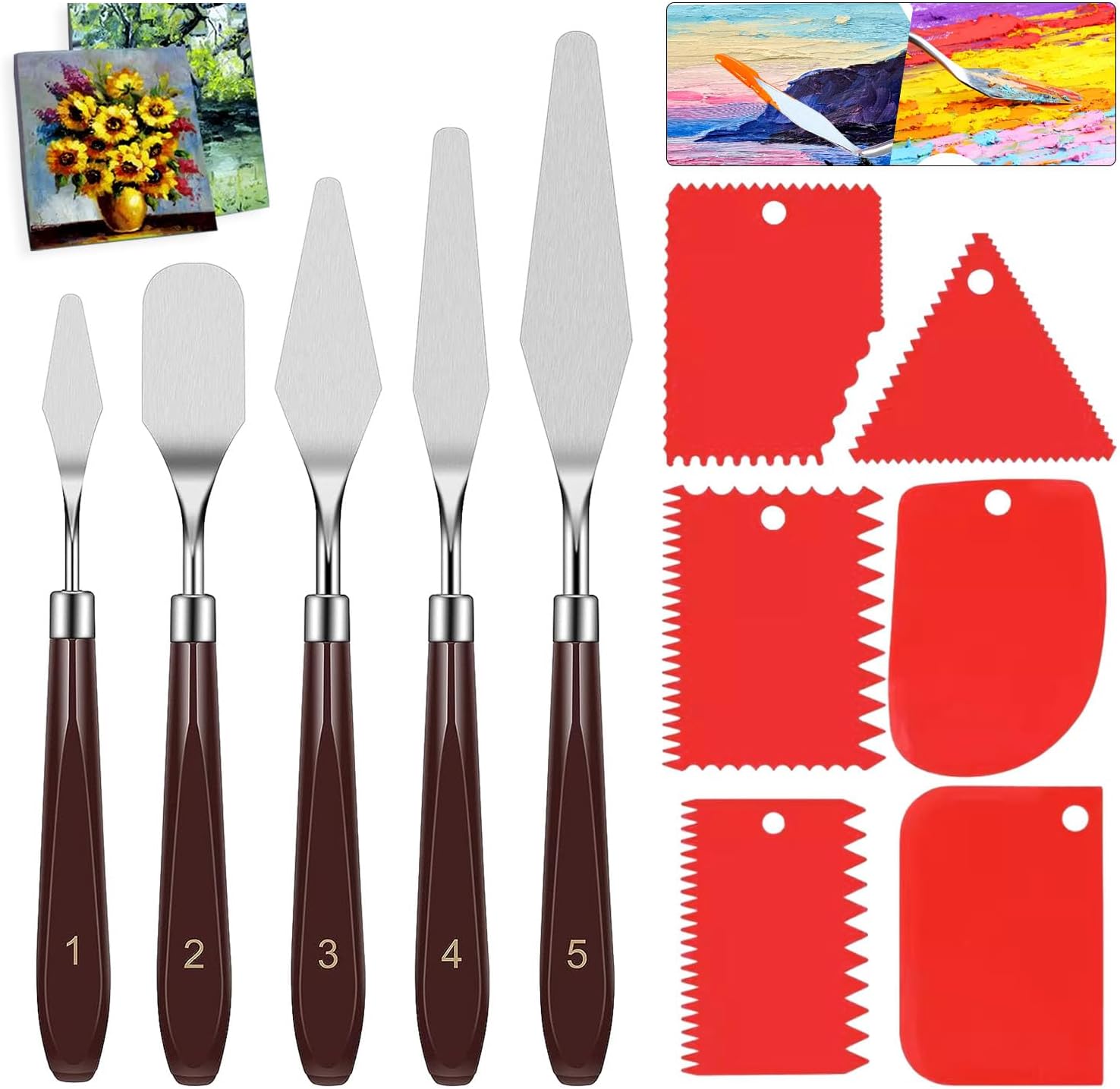 Juego de Espátula para Pintura al óleo LEAFS 5 Piezas Espatulas Pintura ...