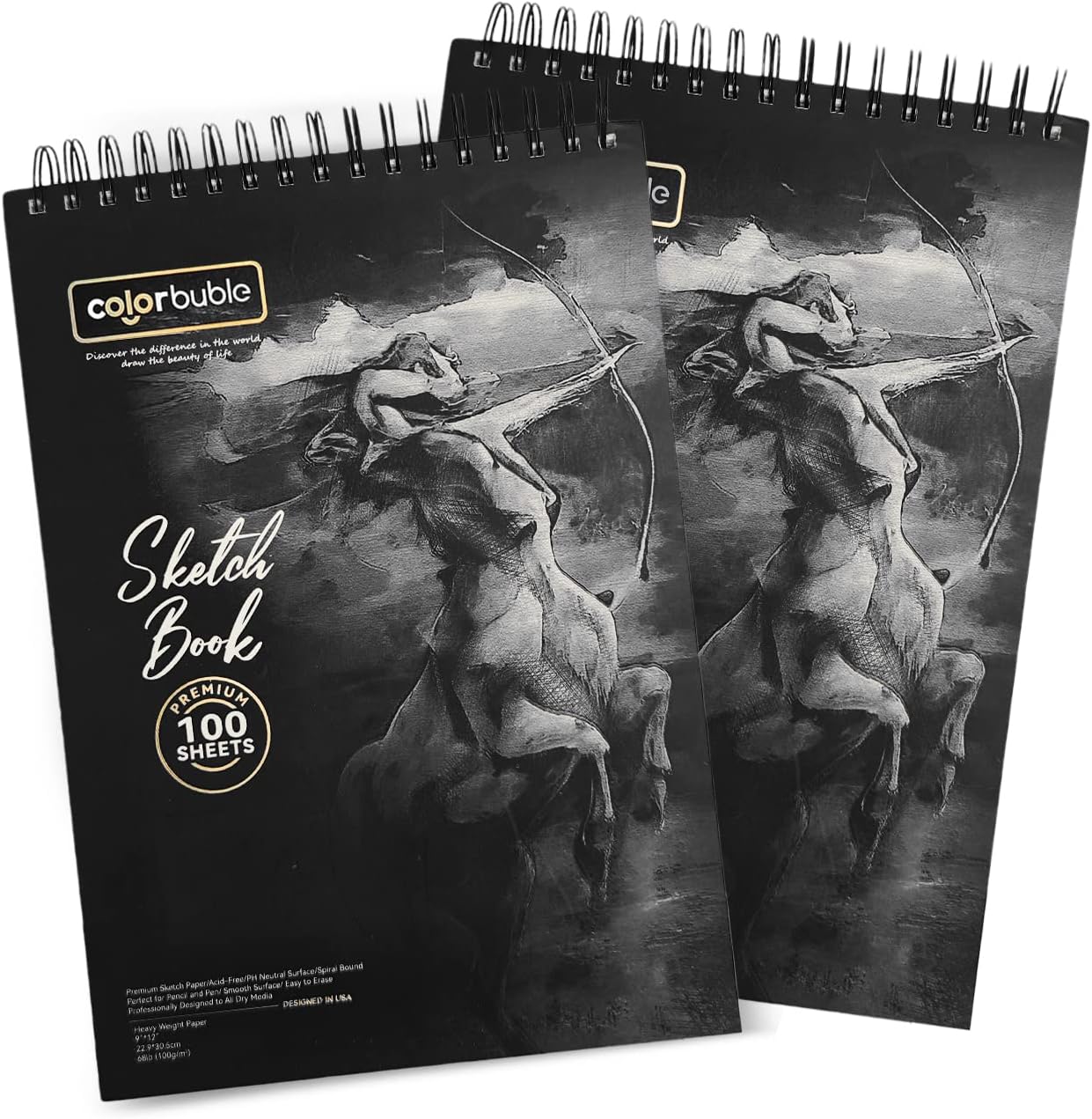 Amazon.com: Sketch Book 9”x 12”, Premium Drawing Paper,100 Sheets of ...