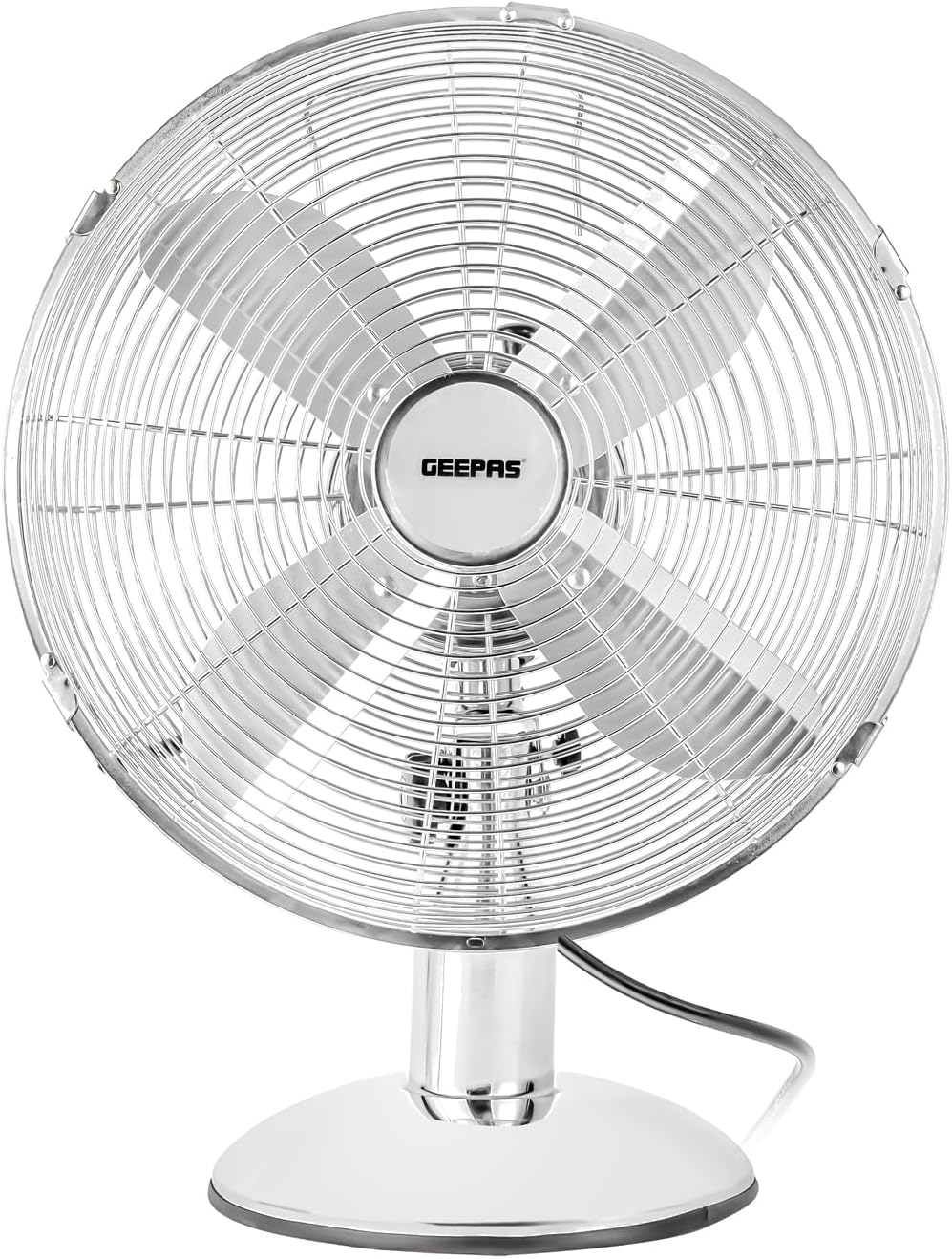 GEEPAS 12'' Chrome Metal Desk Fan – Electric Fan with 3-Speed, 4 Pieces ...