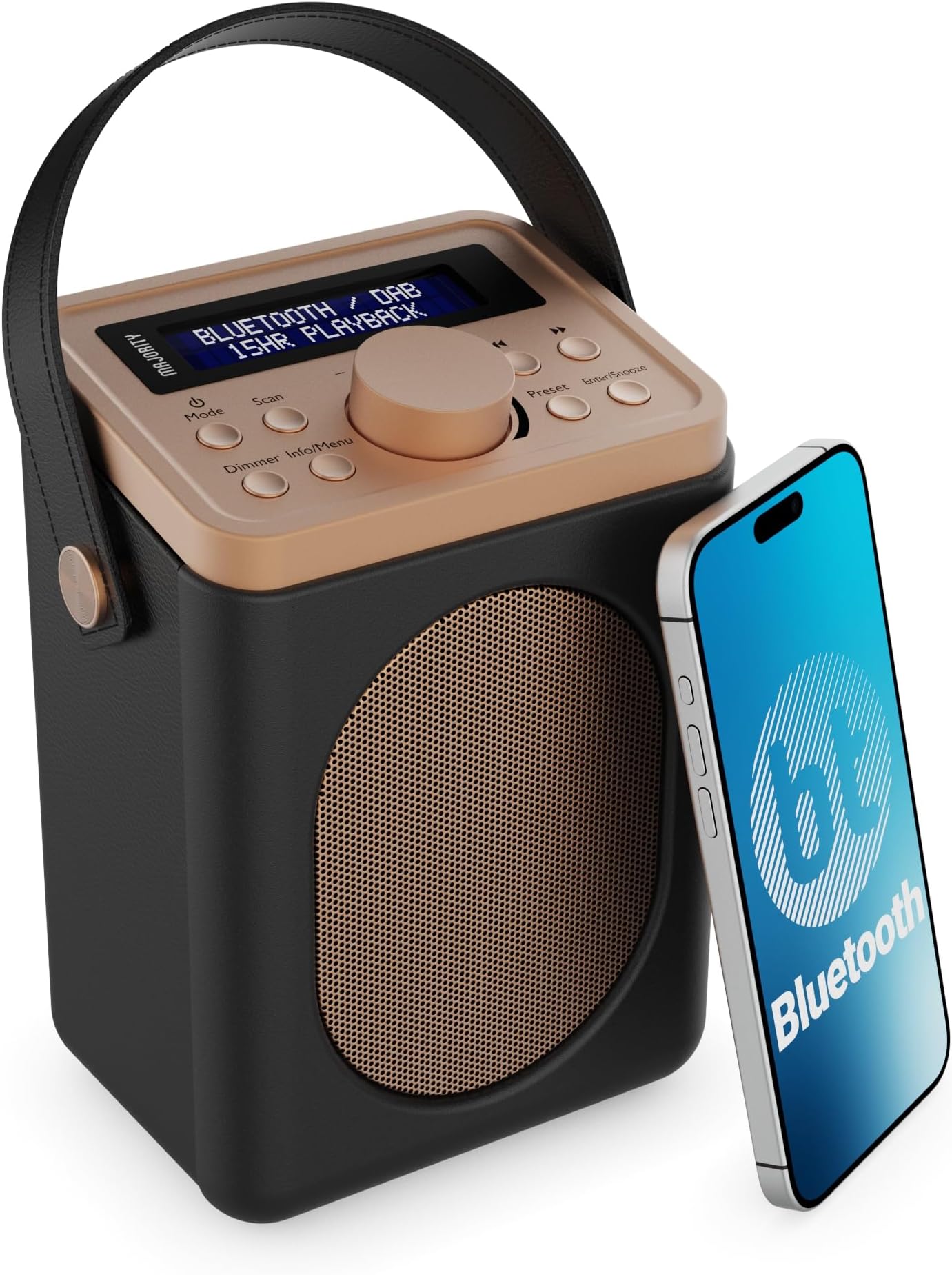 Portable DAB+ Radio with Bluetooth | 15 Hour Battery Playback and Mains ...