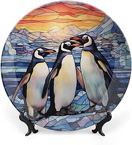 Amazon.com: Decorative Plates for Wall Hanging, Penguins Family Snow ...