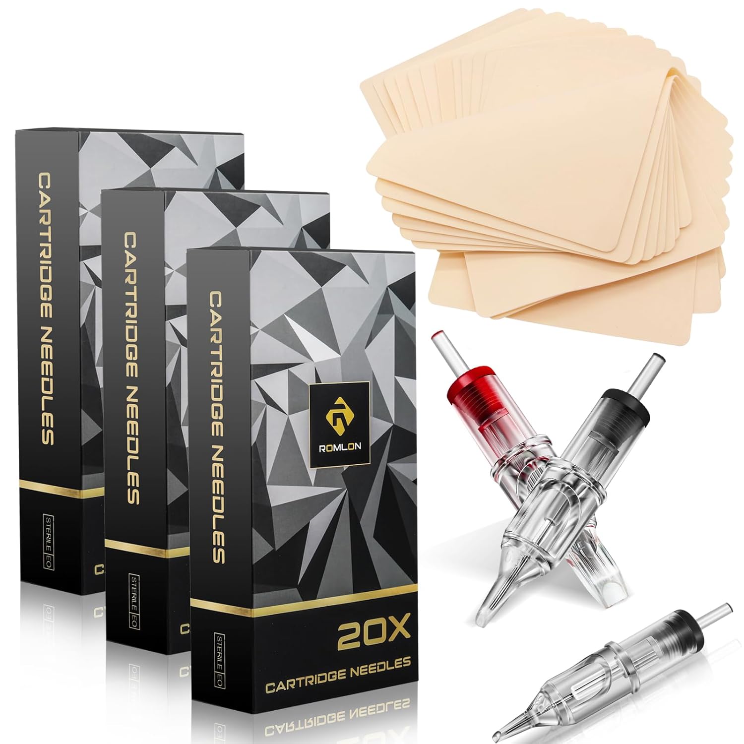 Amazon.com: Romlon Tattoo Practice Skin with Tattoo Cartridge Needles ...