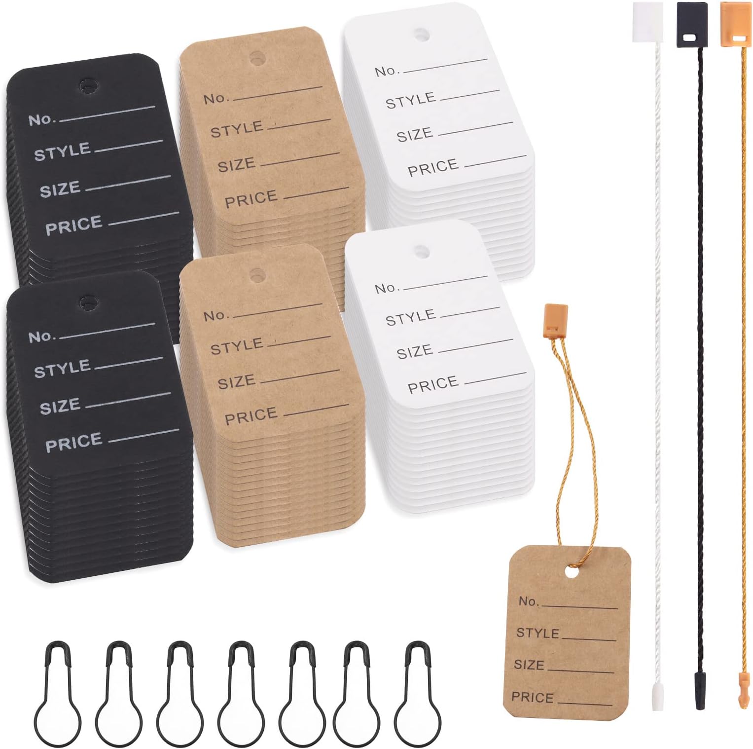 Glarks 1700Pcs Price Tags with Hang Tag Strings and Snap Lock Pins Loop ...