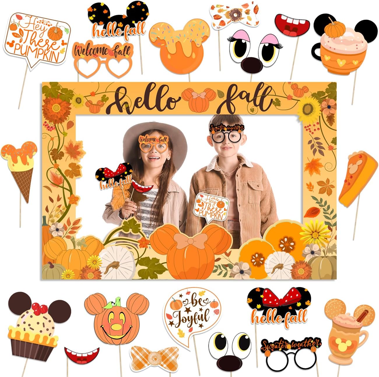 Amazon.com: Haimimall Fall Decorations Pumpkin Mouse Fall Photo Booth ...