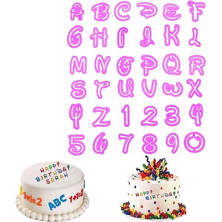 Amazon.com: 40pcs Alphabet Cookie Cutters Set Purple Plastic Letter ...