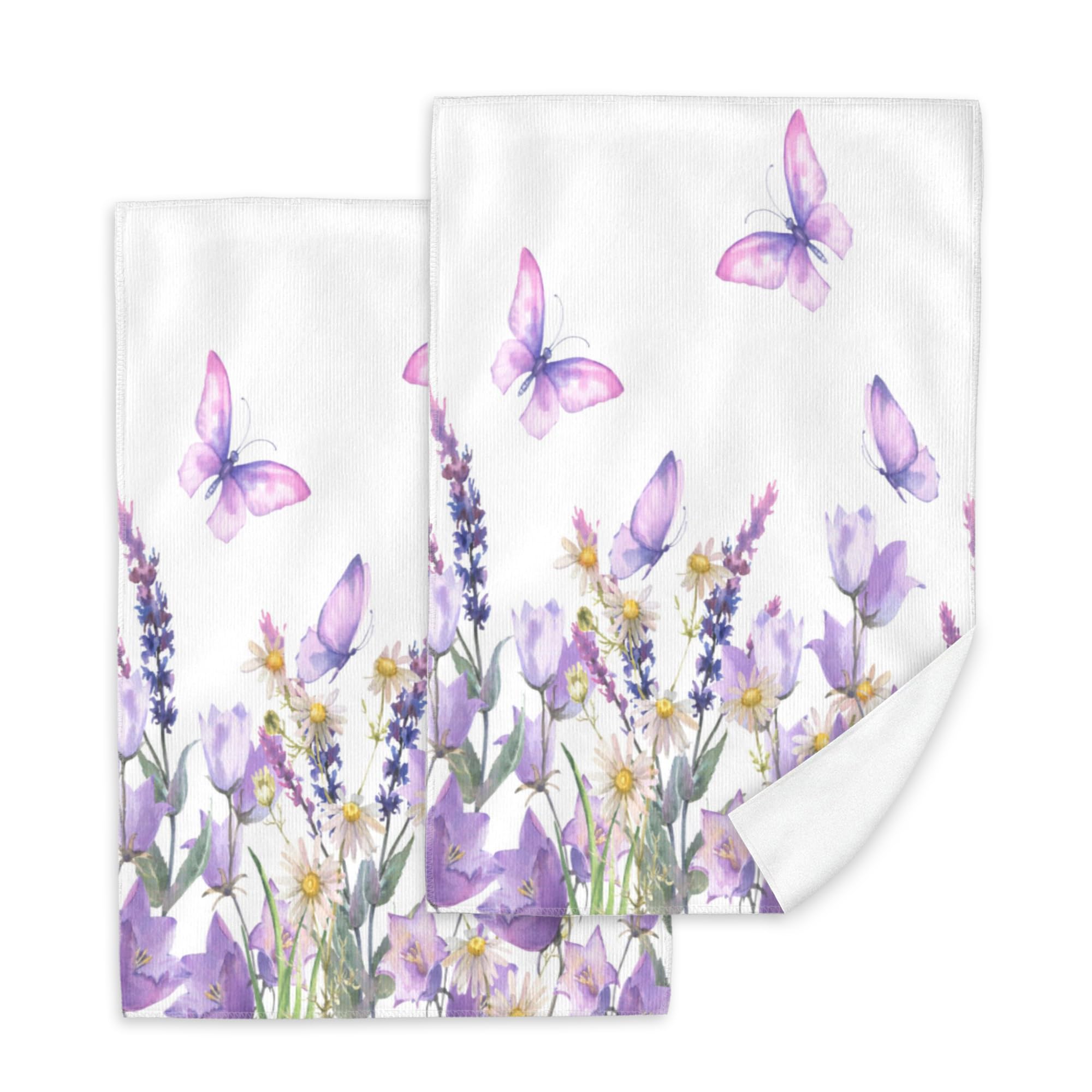 Amazon.com: Kazxcoa 2 Pack Purple Hand Towels,Lavender Butterfly ...
