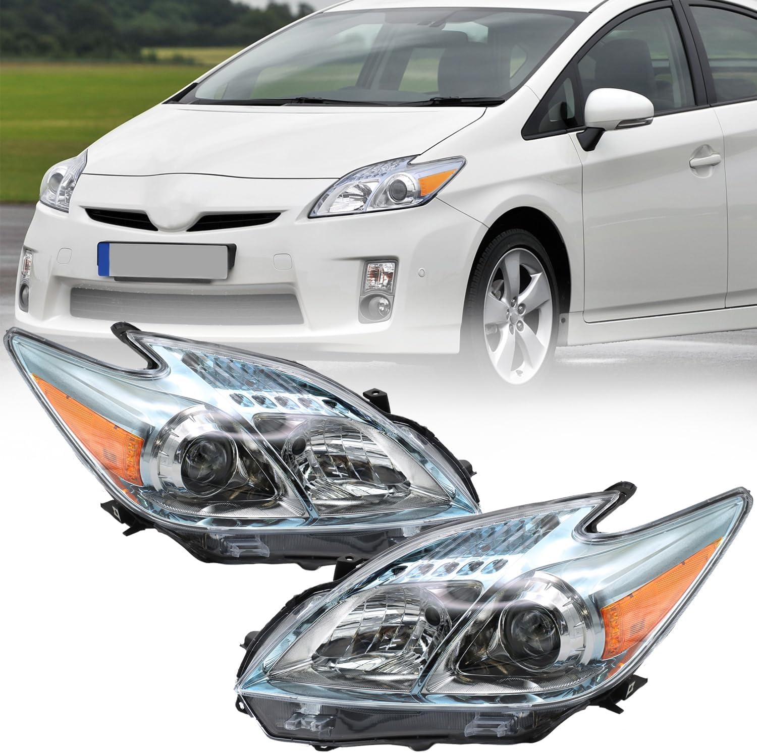Amazon.com: Pair of Headlight Assembly Fit for 2010 2011 Toyota Prius ...