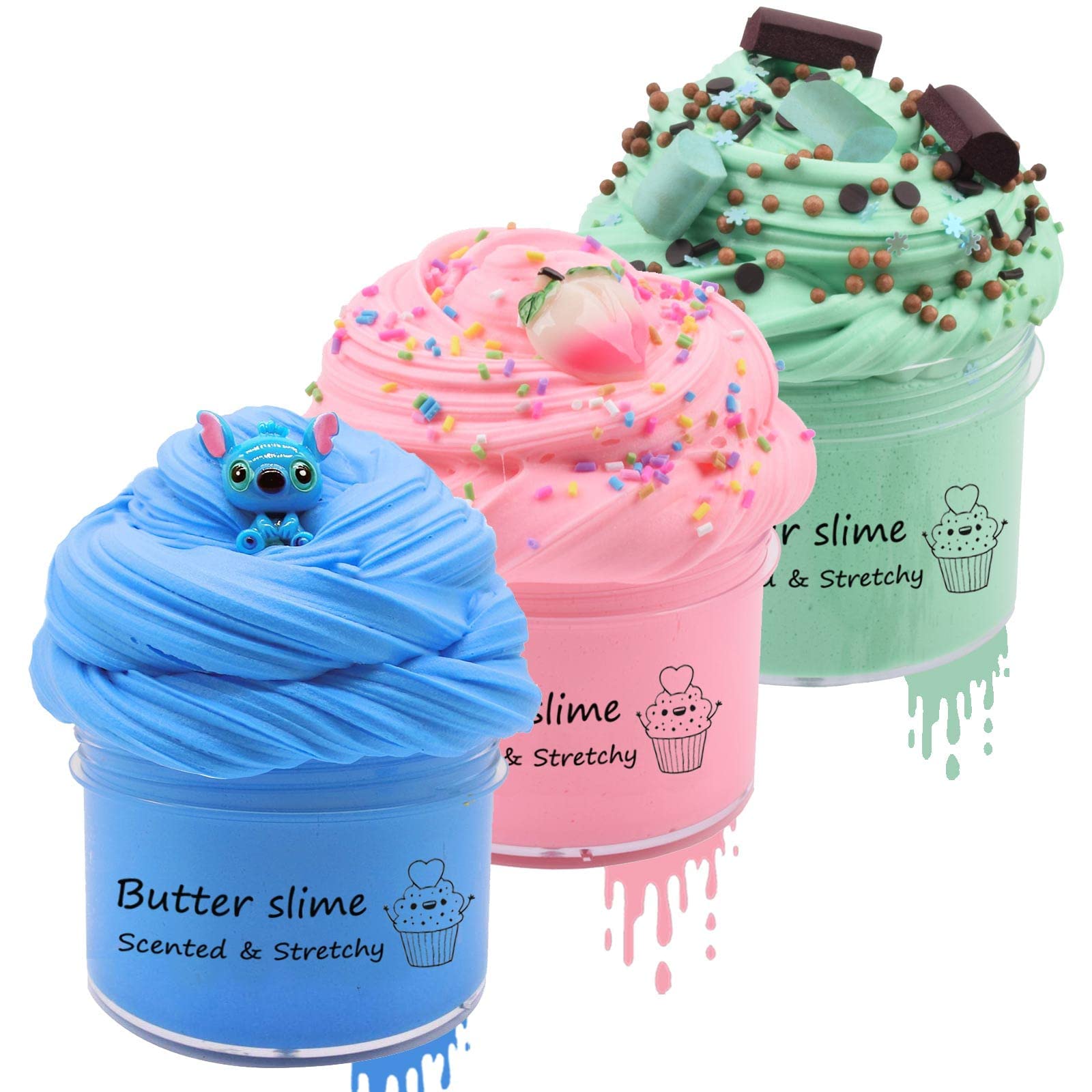 Amazon.com: Scented Butter Slime 3 Pack, Stretchy and Non-Sticky Slime ...
