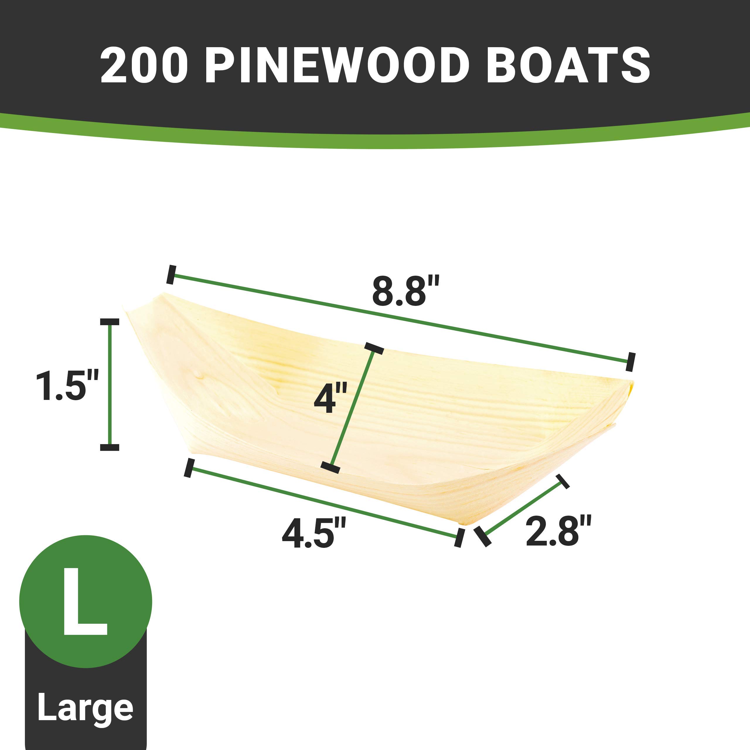 Large Disposable Wood Serving Boats - Natural Pinewood Take Out Trays ...