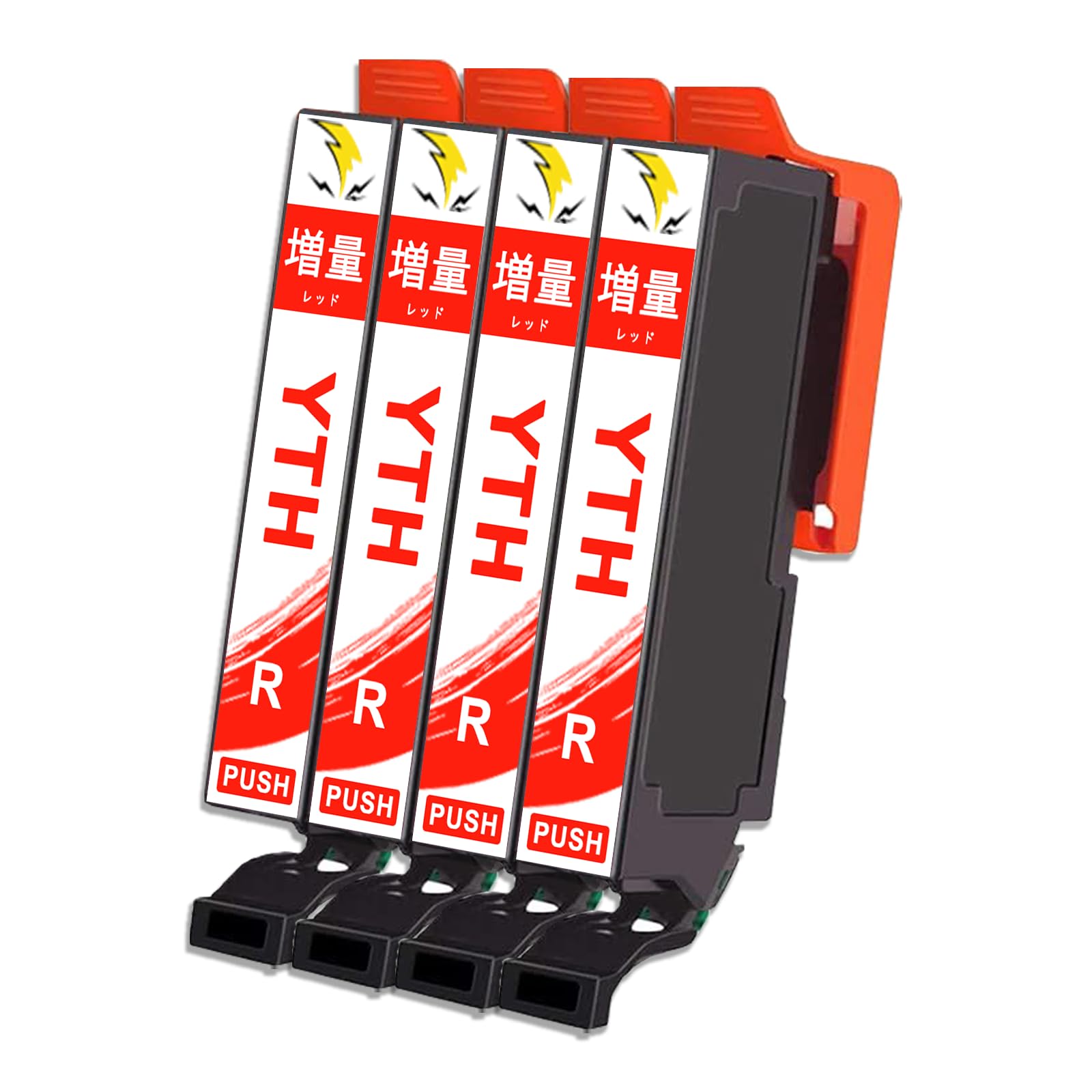 Amazon.co.jp: 【稲妻トナー】YTH-R インク レッド 4本 ヨット よっと 互換 YTH インクカートリッジ YTH-6CL 6色セット【純正品併用/大容量タイプ/残量表示 ...