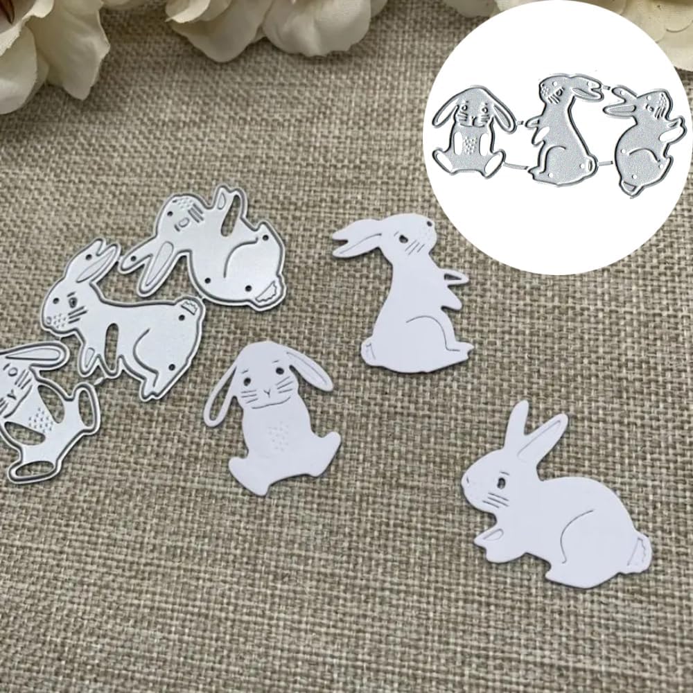 Amazon.com : 3Pcs/Set Rabbits Metal Die Cuts, 3Pcs/Set Rabbits Metal ...