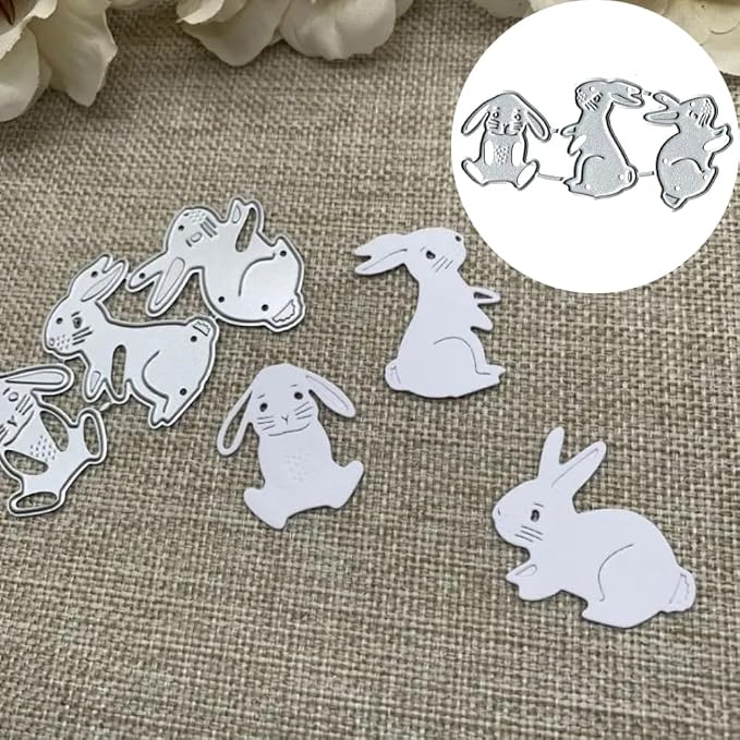 Amazon.com: 3Pcs/Set Rabbits Metal Die Cuts, 3Pcs/Set Rabbits Metal ...