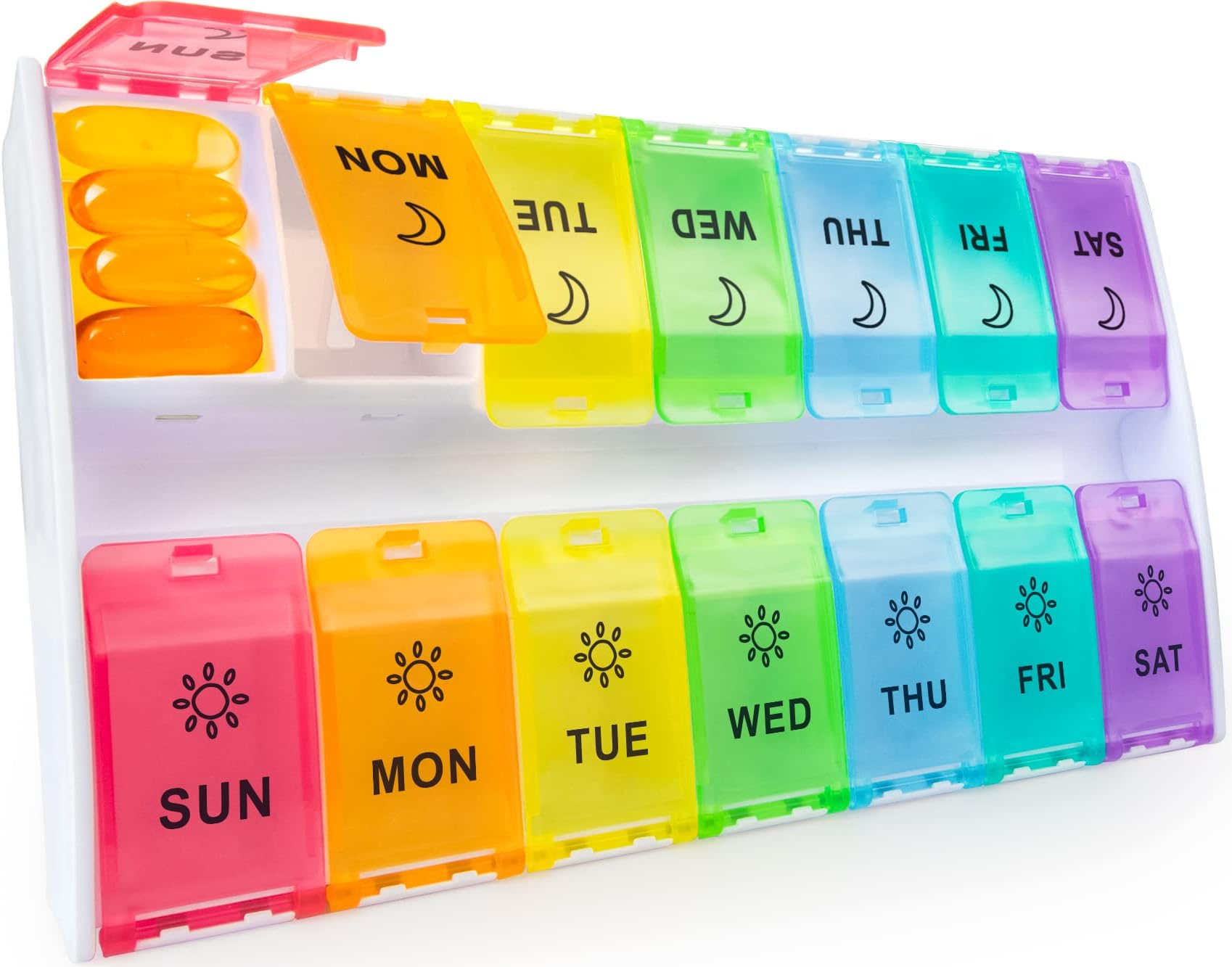 Amazon.com: Mossime XL Large Pill Organizer 2 Times a Day, Weekly Am Pm ...