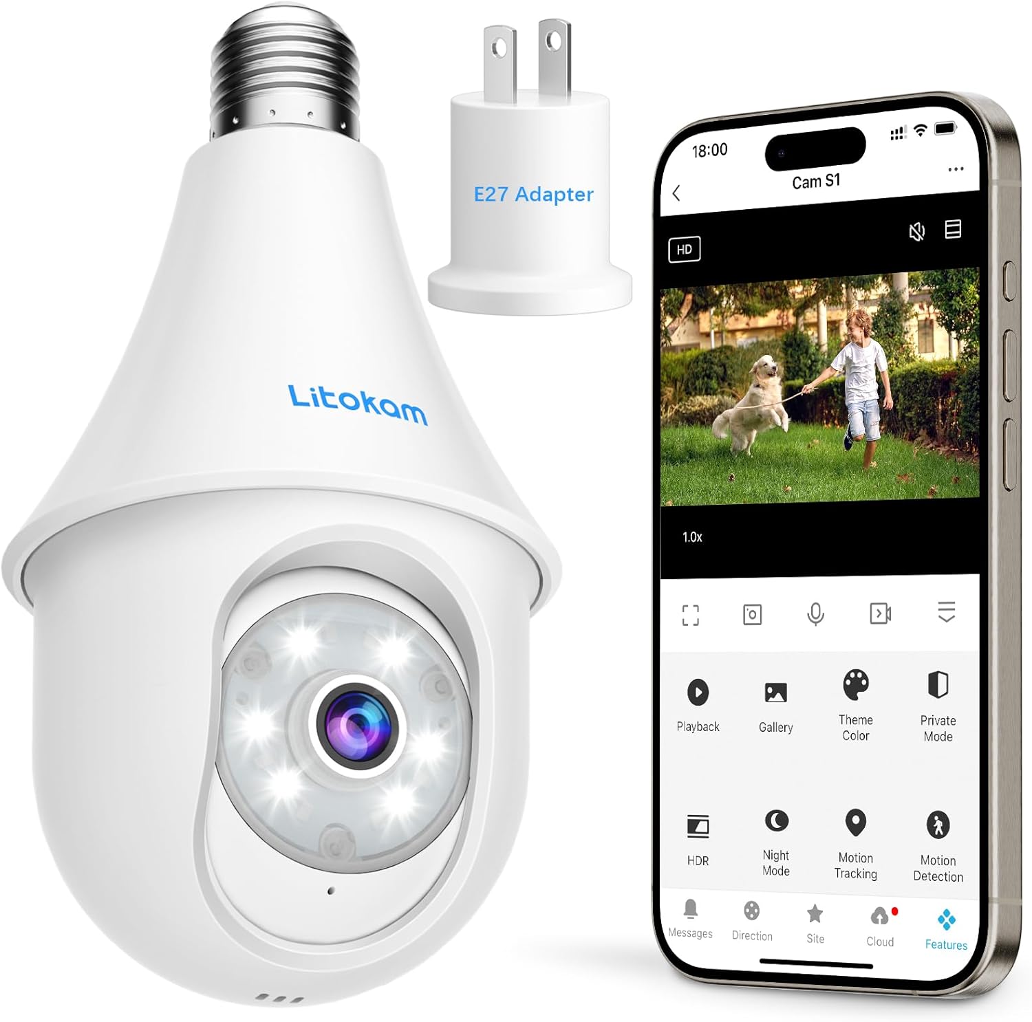 Little elf Light Bulb Security Camera Outdoor, 2.4GHz/4MP Camera ...