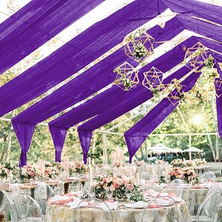 Amazon.com: MODFUNS Ceiling Drapes for Parties Purple Ceiling Curtains ...