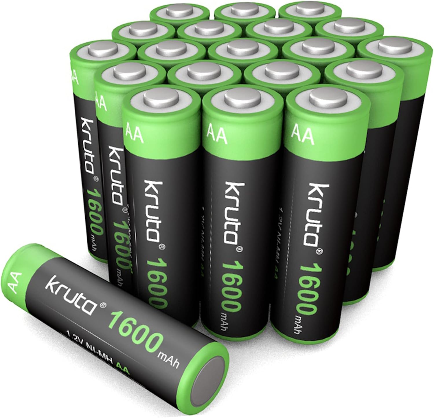 Kruta 20-Pack Rechargeable AA Batteries Pre-Charged, 1600mah NiMH ...