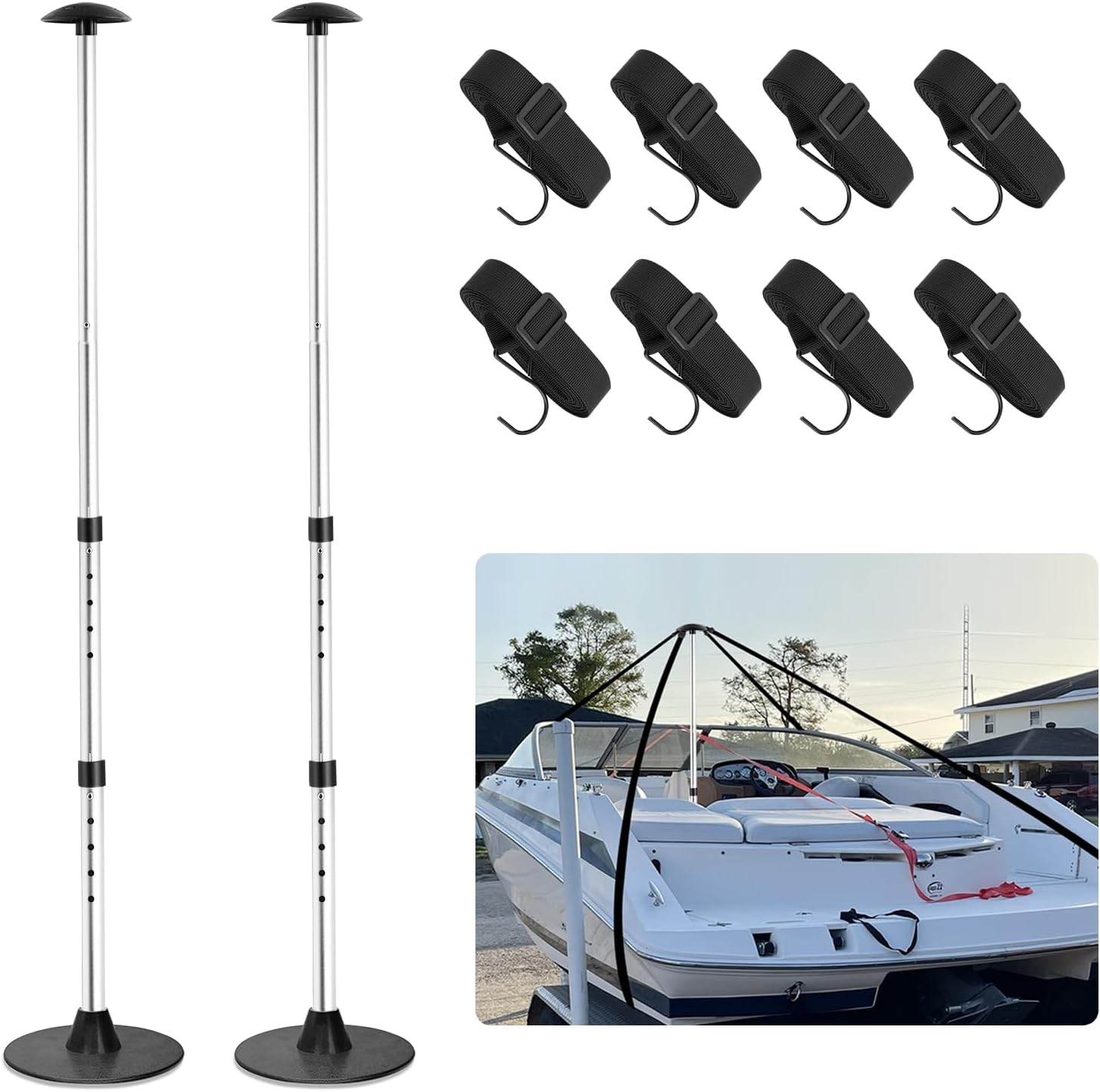 SAN LIKE Boat Cover Support Poles Adjustable Boat Cover Pole Support ...