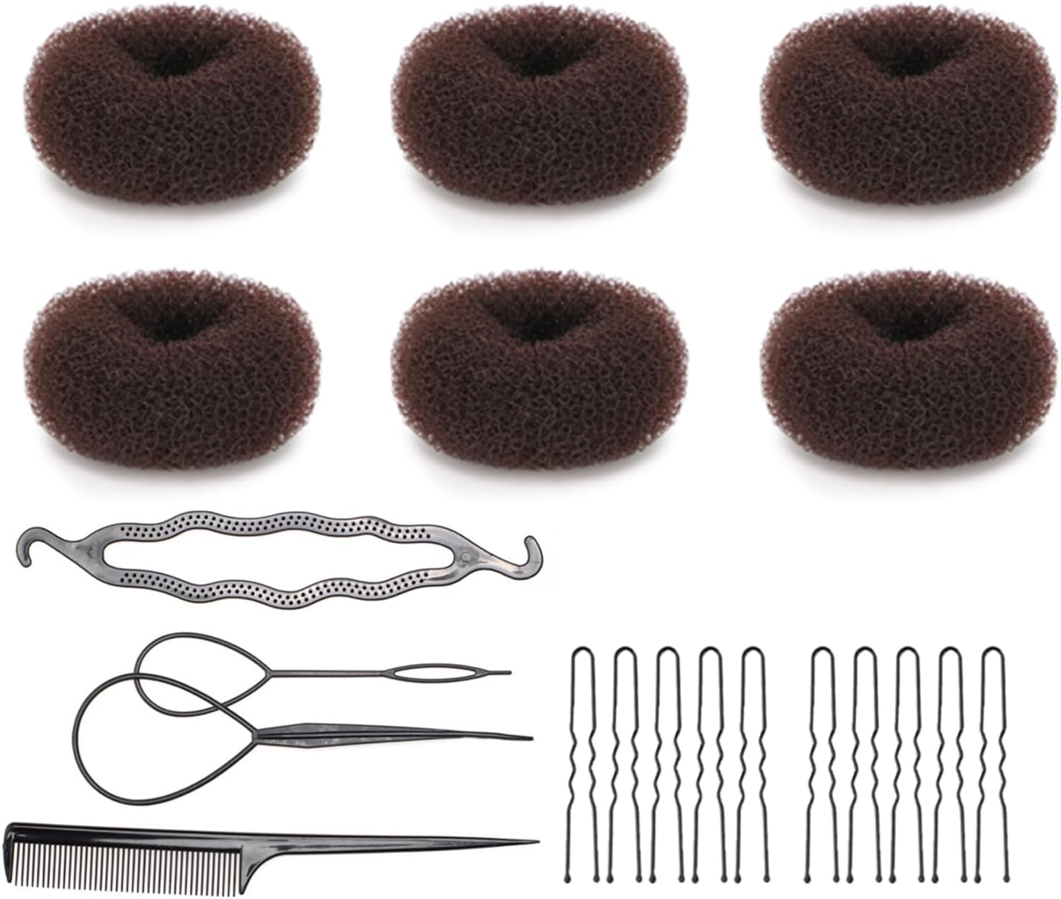 Amazon.com: Hair Bun Maker Kit, Includes Donut Shapers, Bun Markers ...