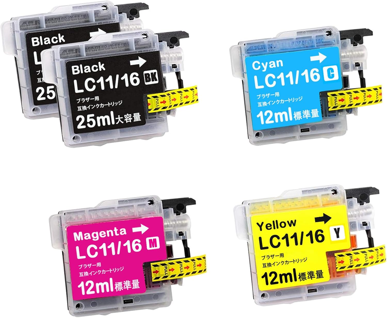 Amazon.co.jp: ブラザー(Brother)用 LC11 LC16 互換インクカートリッジ 4色パック LC11/16(BK×2/C ...