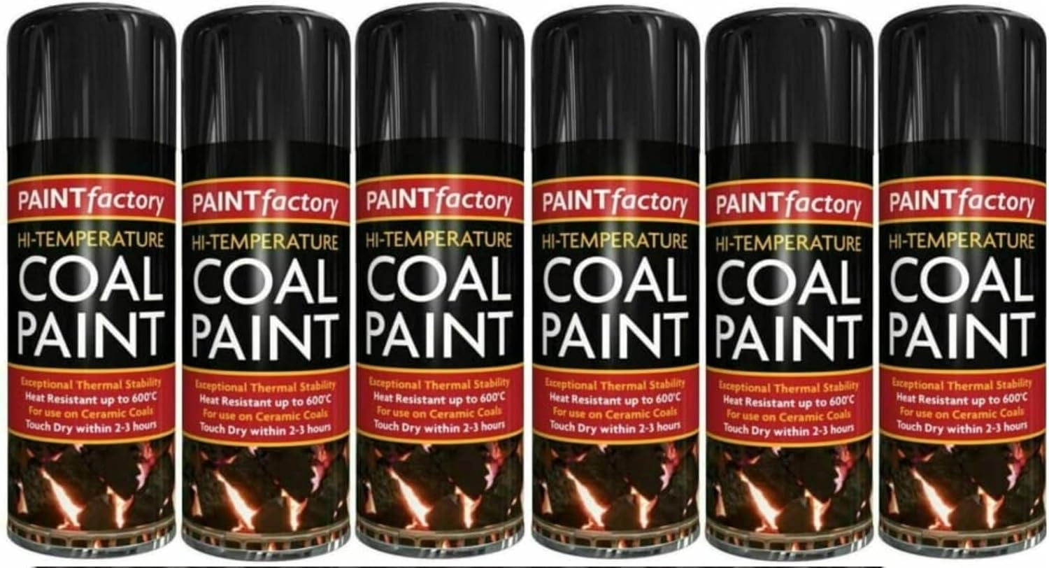 AMBERLINNEN LTD 6 x 400ml Heat Resistant Matt Black Coal Spray Paint ...