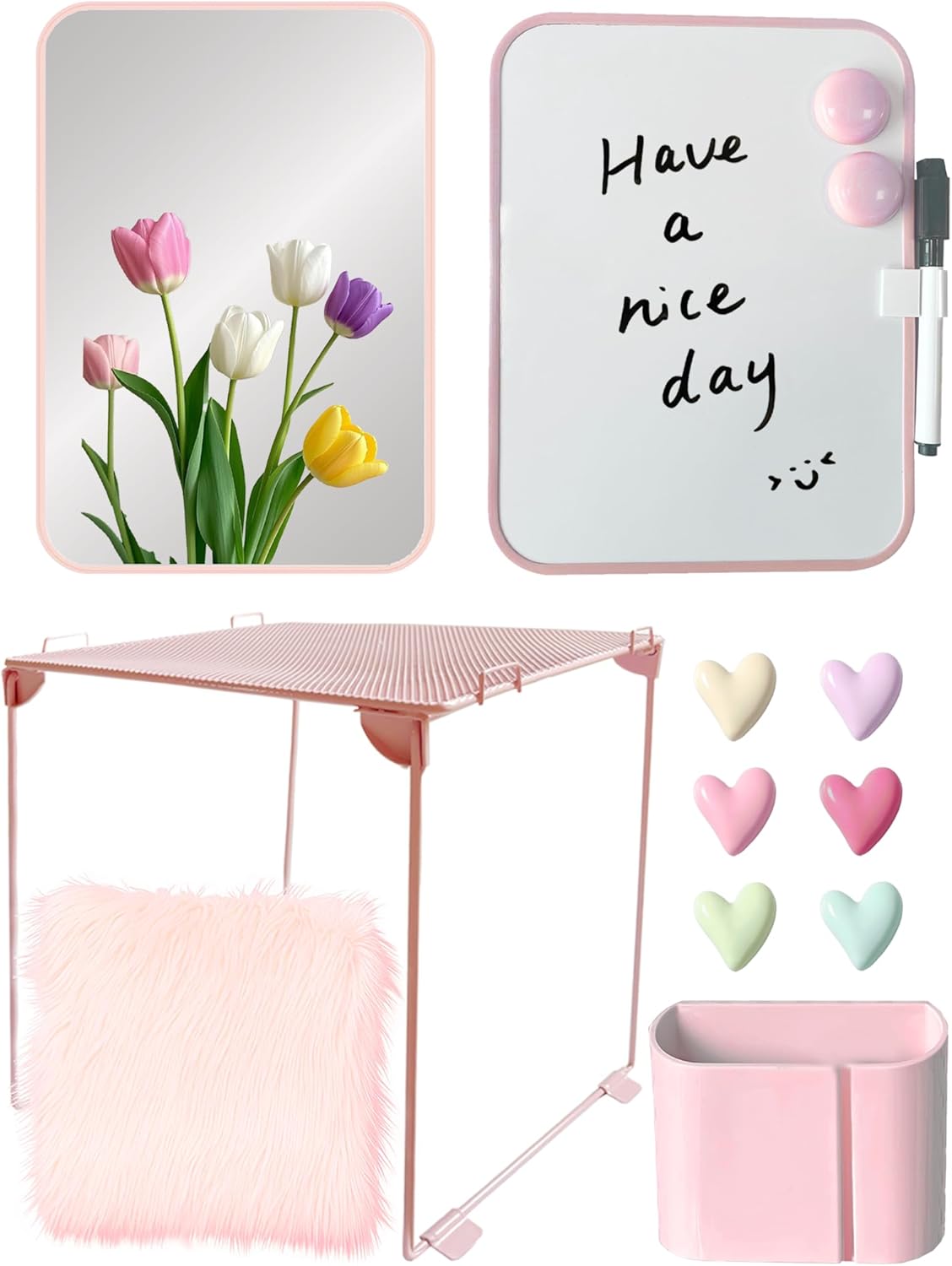 Amazon.com: 14 Pcs Pink Locker Accessories Kit with Locker Shelf Locker ...