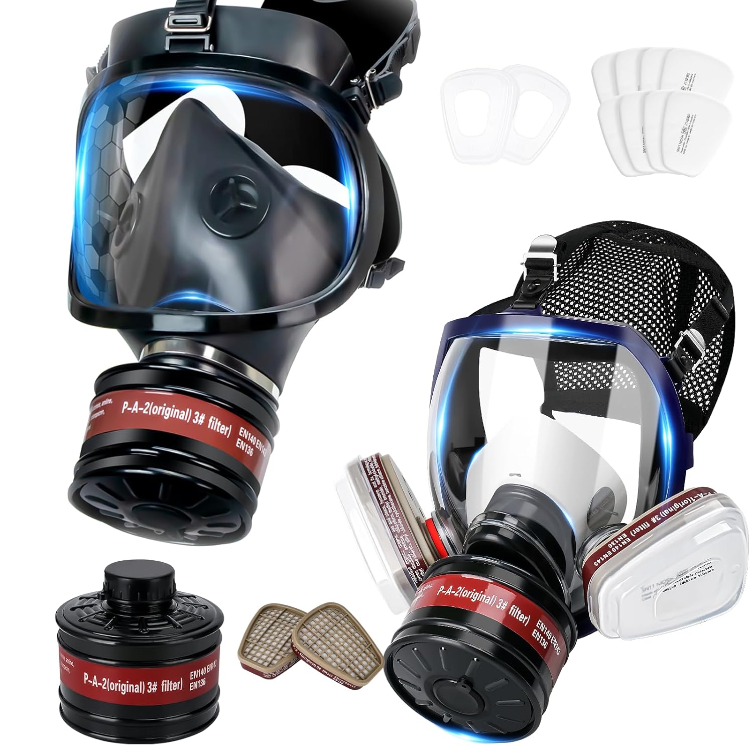 Amazon.com: NBWAN Gas Mask with 40mm Activated Carbon Filter, Full Face ...