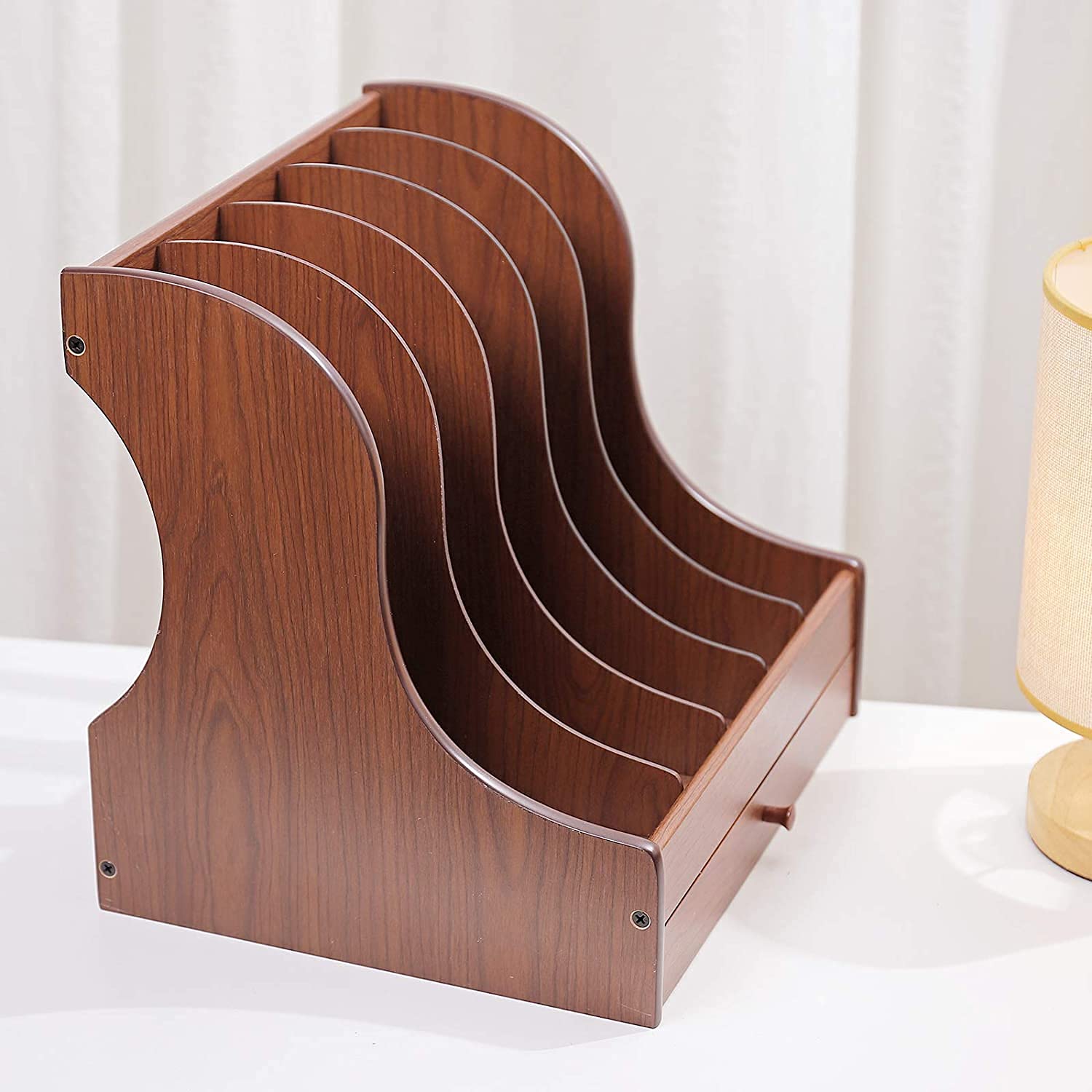 Frixen Wood File Magazine Holder Wooden File Rack Desktop Office File ...