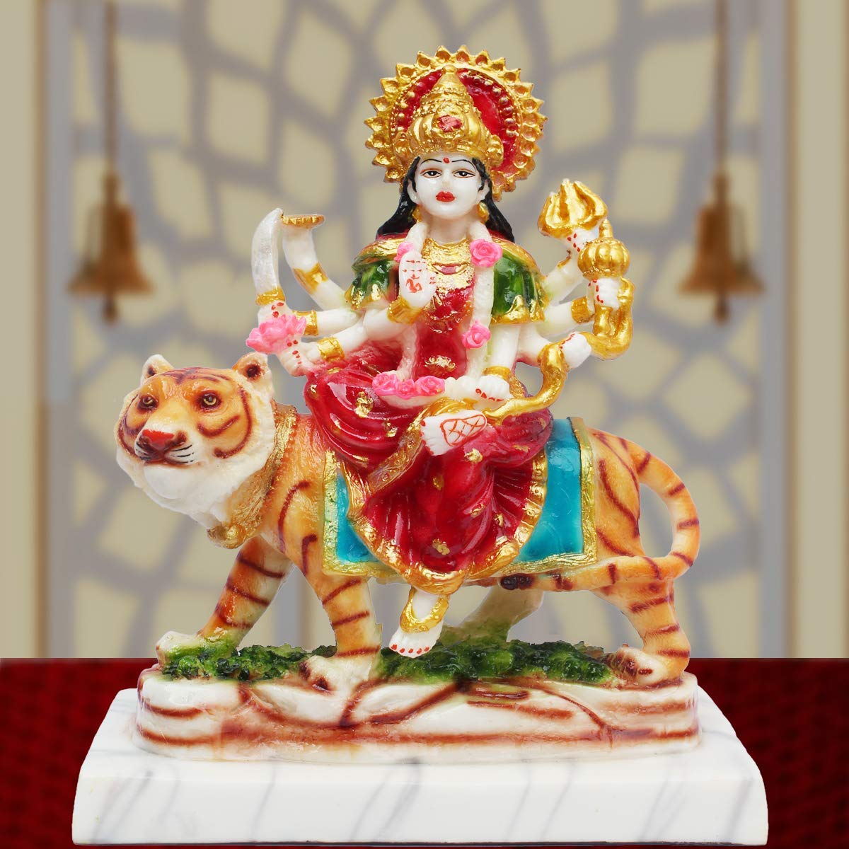 Buy LELSYI Ceramic Durga Devi Statue, Medium, Multicolour Online at Low ...