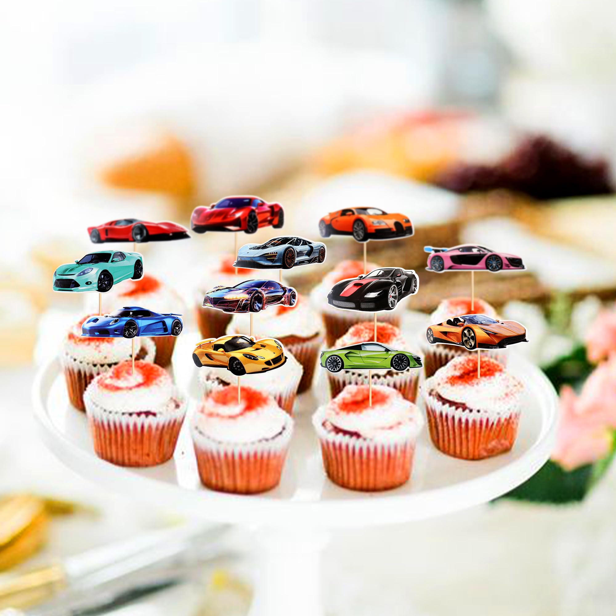 Snapklik.com : Racing Car Cupcake Toppers,24 PCS Racing Car Rider Theme ...