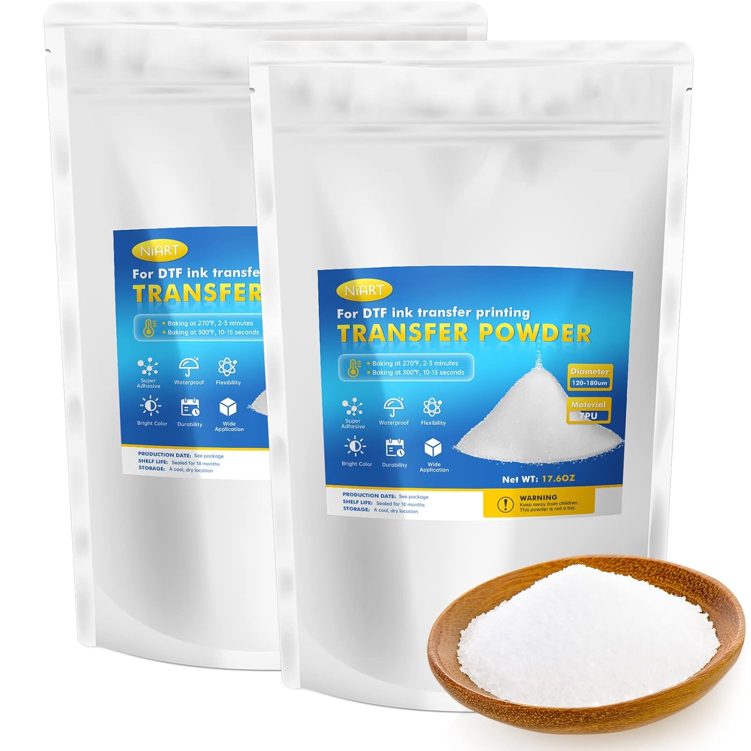 Amazon.com: NiArt DTF Powder 1kg/35.3oz DTF Transfer Adhesive Powder for Sublimation Printer 2.2 ...