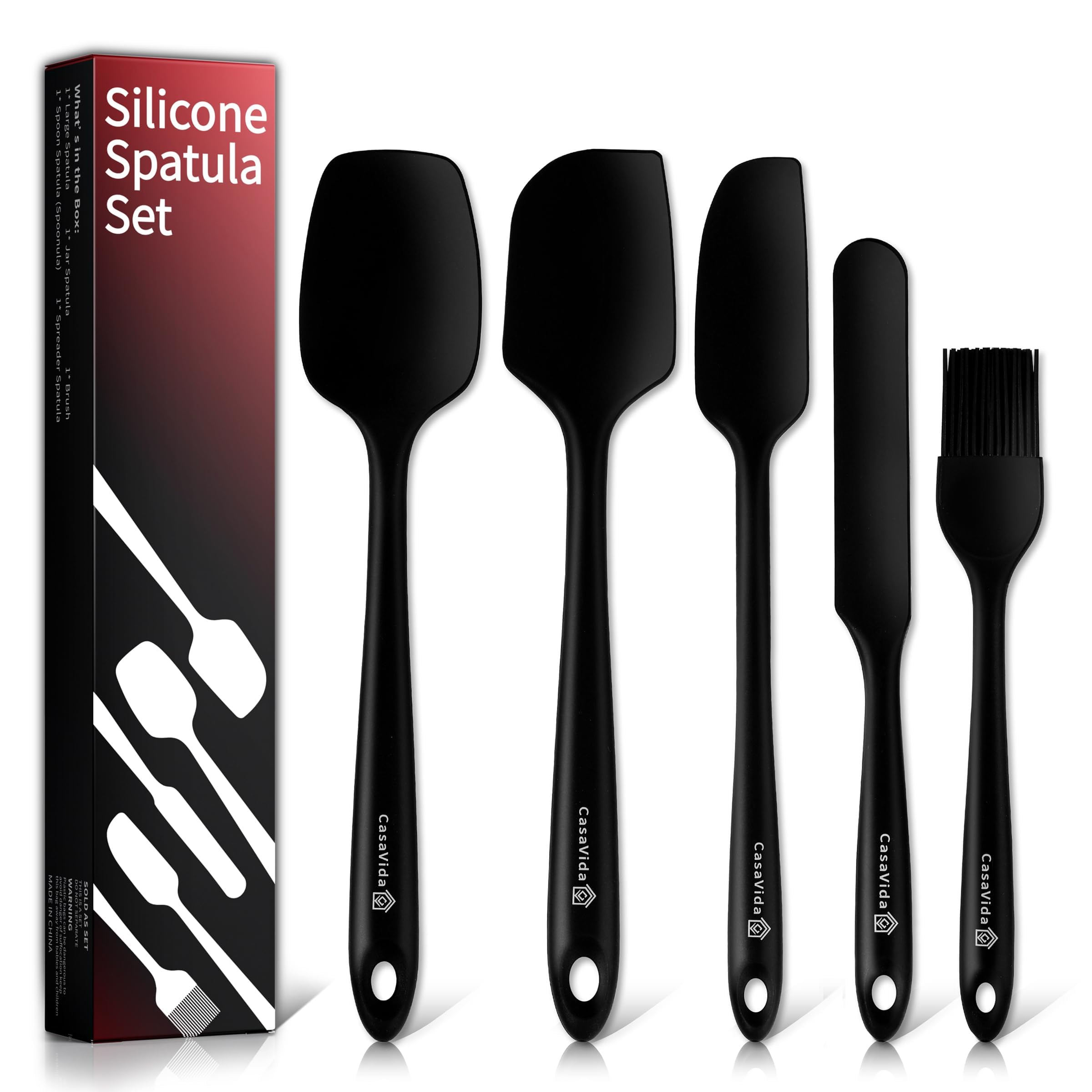 Amazon.com: CasaVida Silicone Spatula Set 5pcs Black High Heat ...