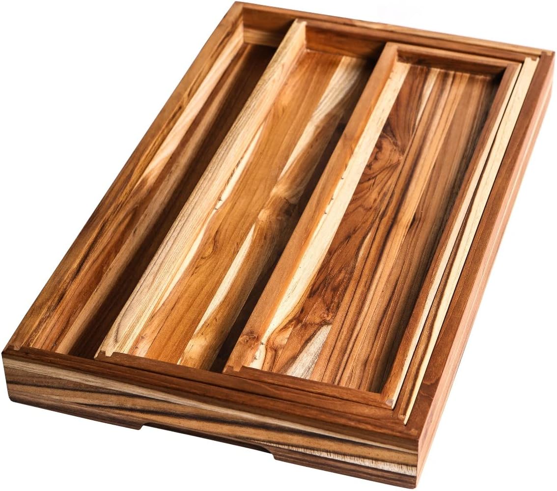 Amazon.com: Teak Haus Nesting Timeless Tray, Set of 3 : Home & Kitchen